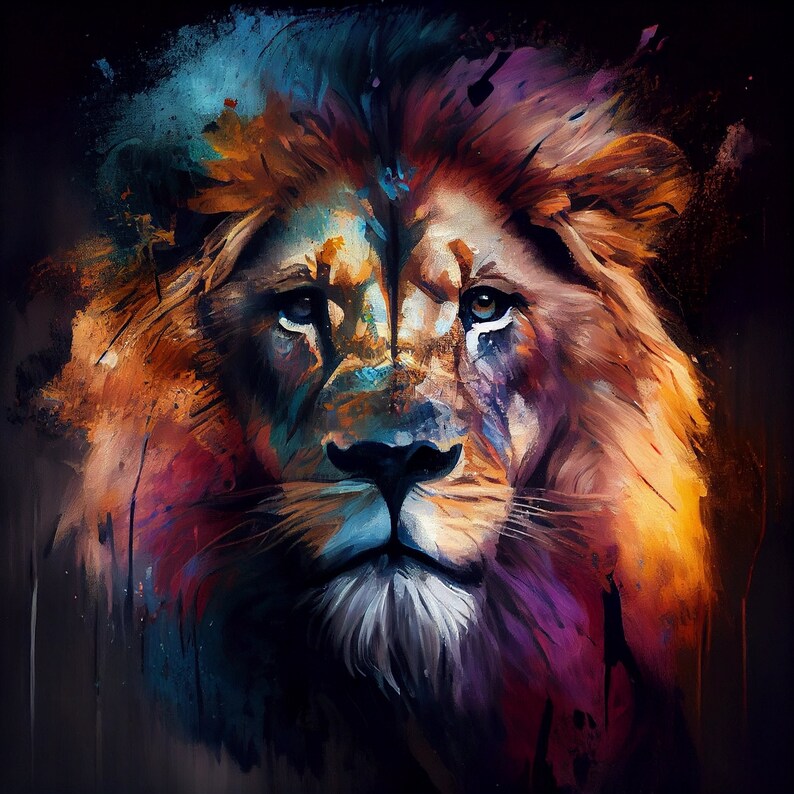 Lion Head Colour Splash. A.I Generated Art. Digital Art. Printable - Etsy