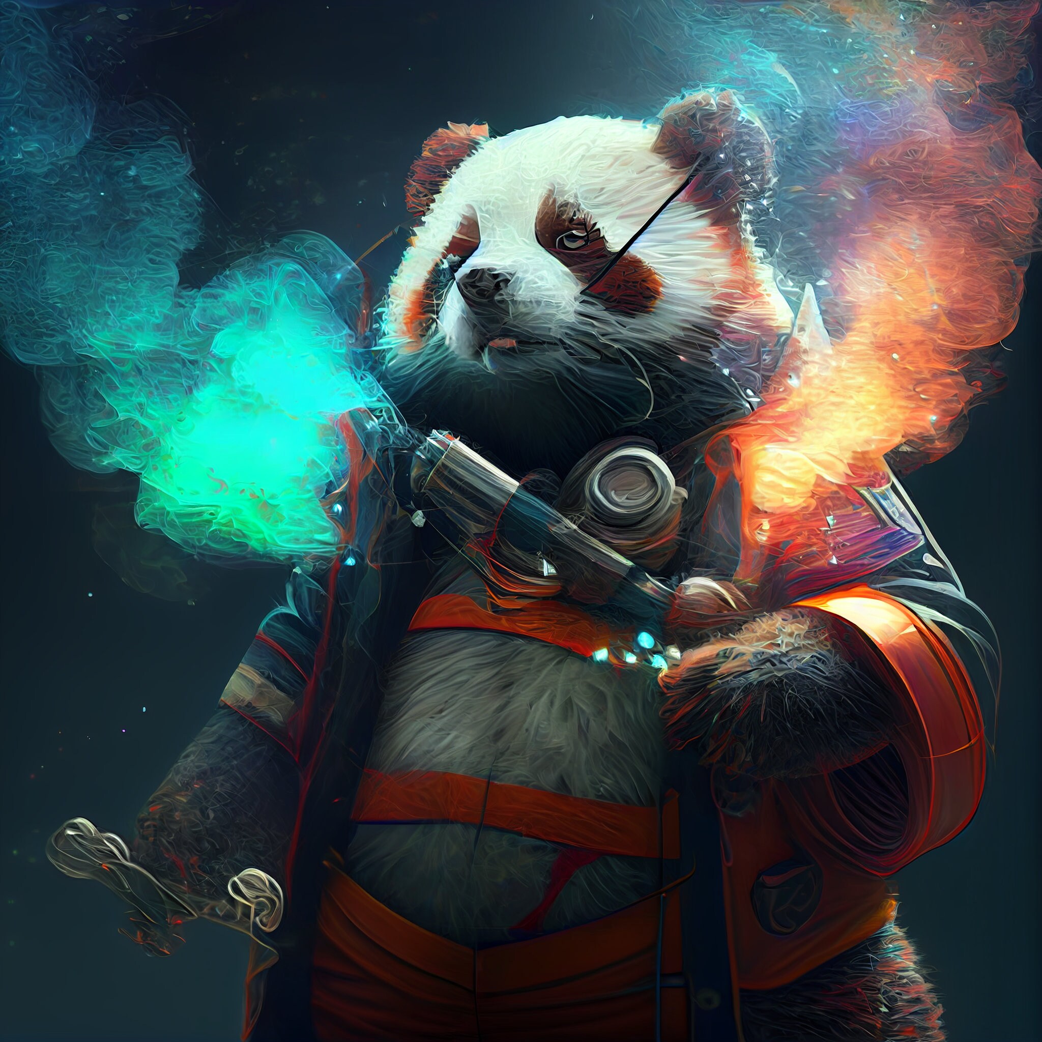 Panda With Smoke Flares. A.I Generated Art. Digital Download. Printable ...