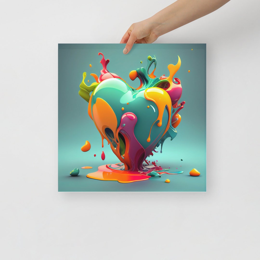 Love Heart Paint Splash. A.I Generated Poster Art - Etsy