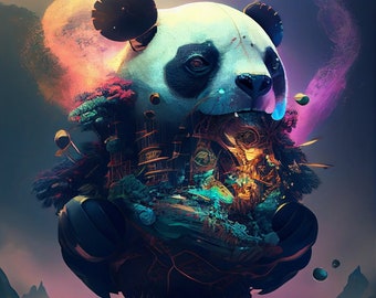 Hip Hop Panda Art. A.I Generated Art. Digital Download. Printable. - Etsy