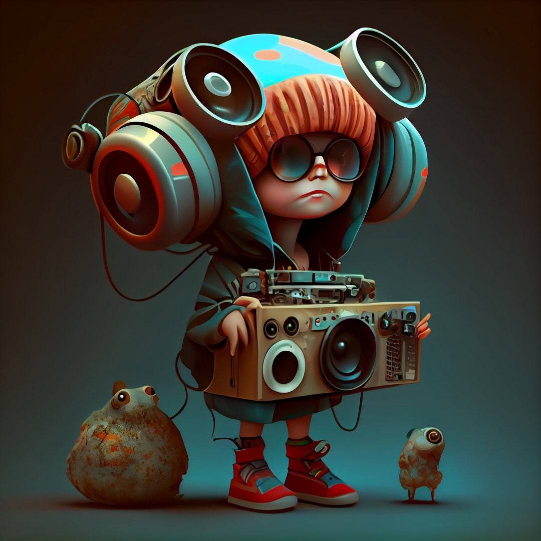 Hip Hop Kid With Aliens. A.I Generated Art. Unique. Digital Download ...