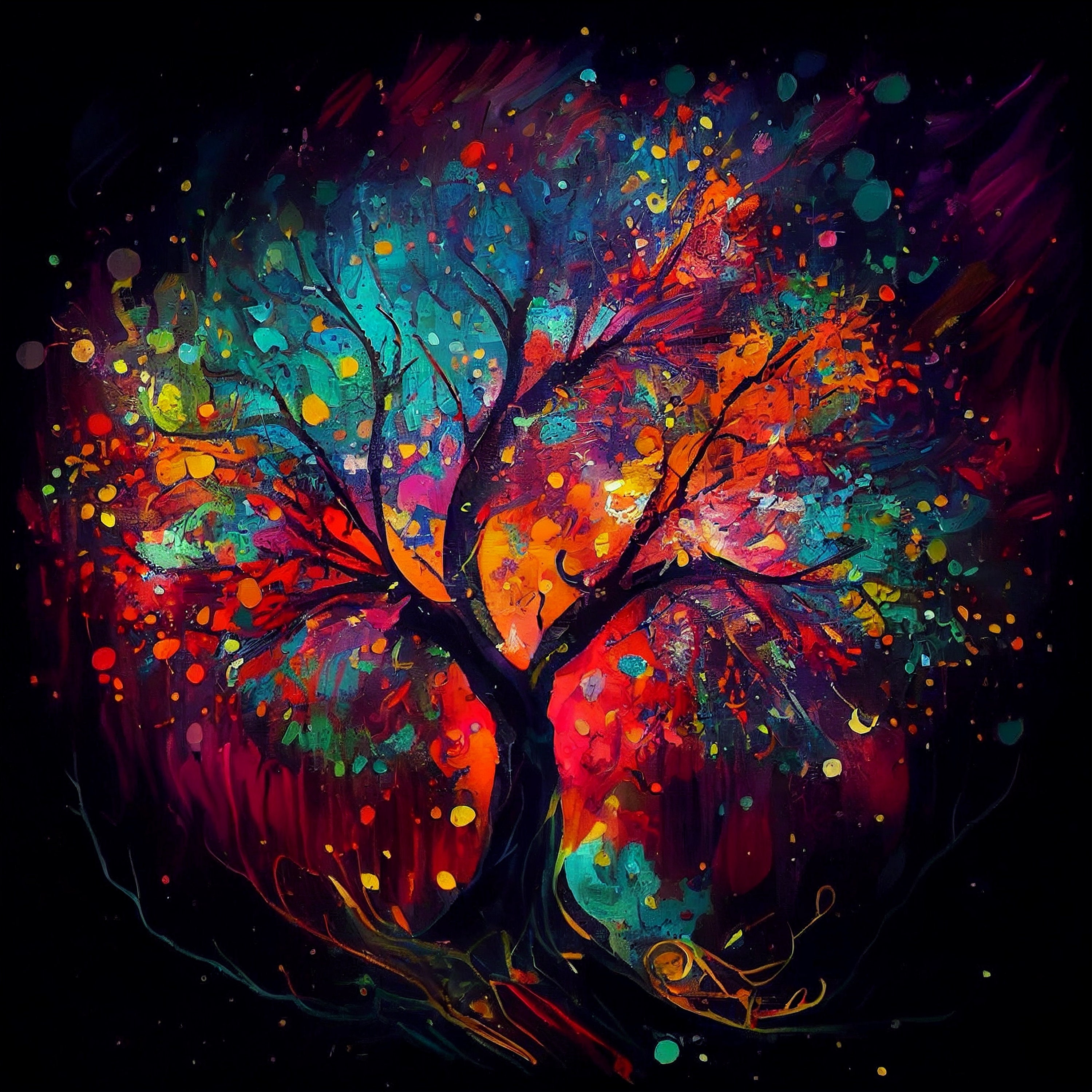 Colourful Splash Tree. A.I Generated Art. Digital Download. Printable ...