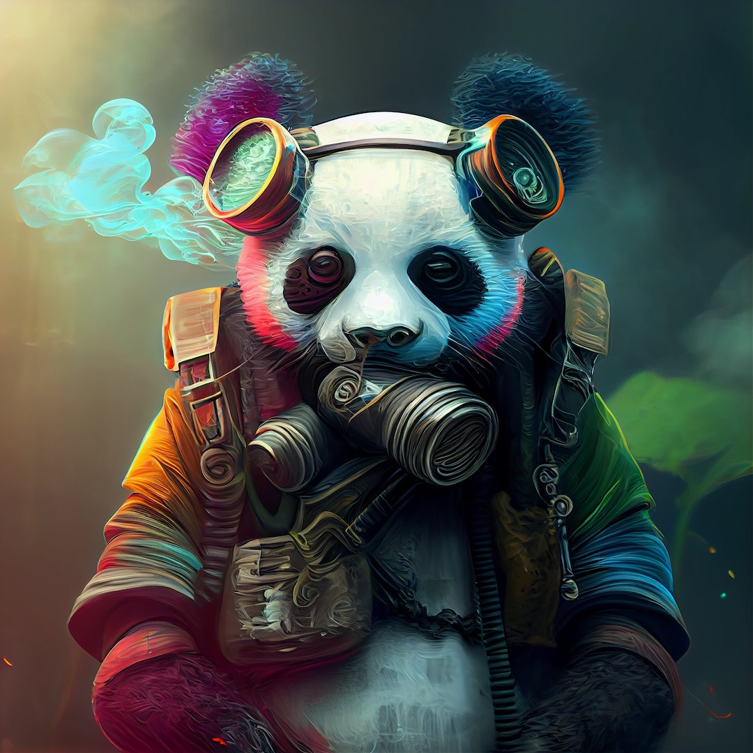 Steampunk Panda. Colour Smoke A.I Generated Art. Digital Download ...