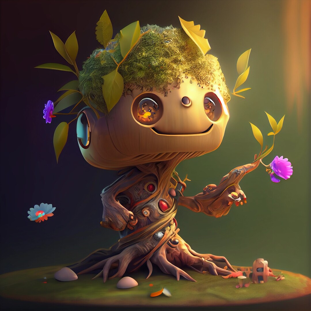 Cute Living Tree. A.I Generated Art. Digital Download. Printable - Etsy