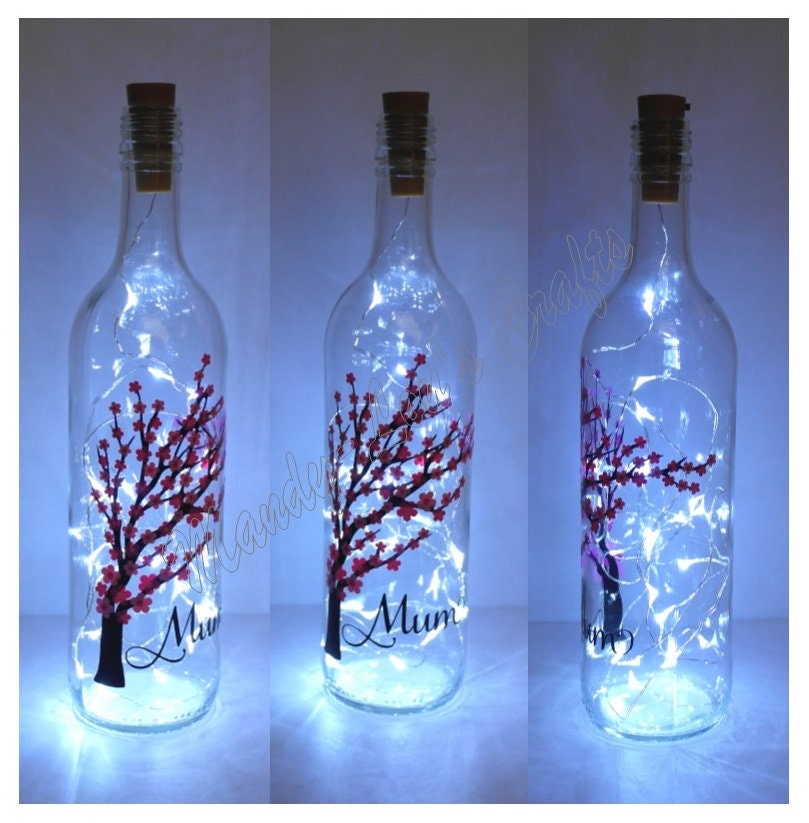 Personalised Blossom Tree Light Bottle, Home Decor, Light up Bottle - Etsy