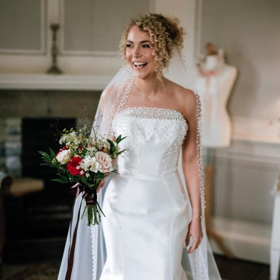 Pearls Bride Veil, Ivory Pearls Veil, 1 Layer Pearls Veil, Ivory ...