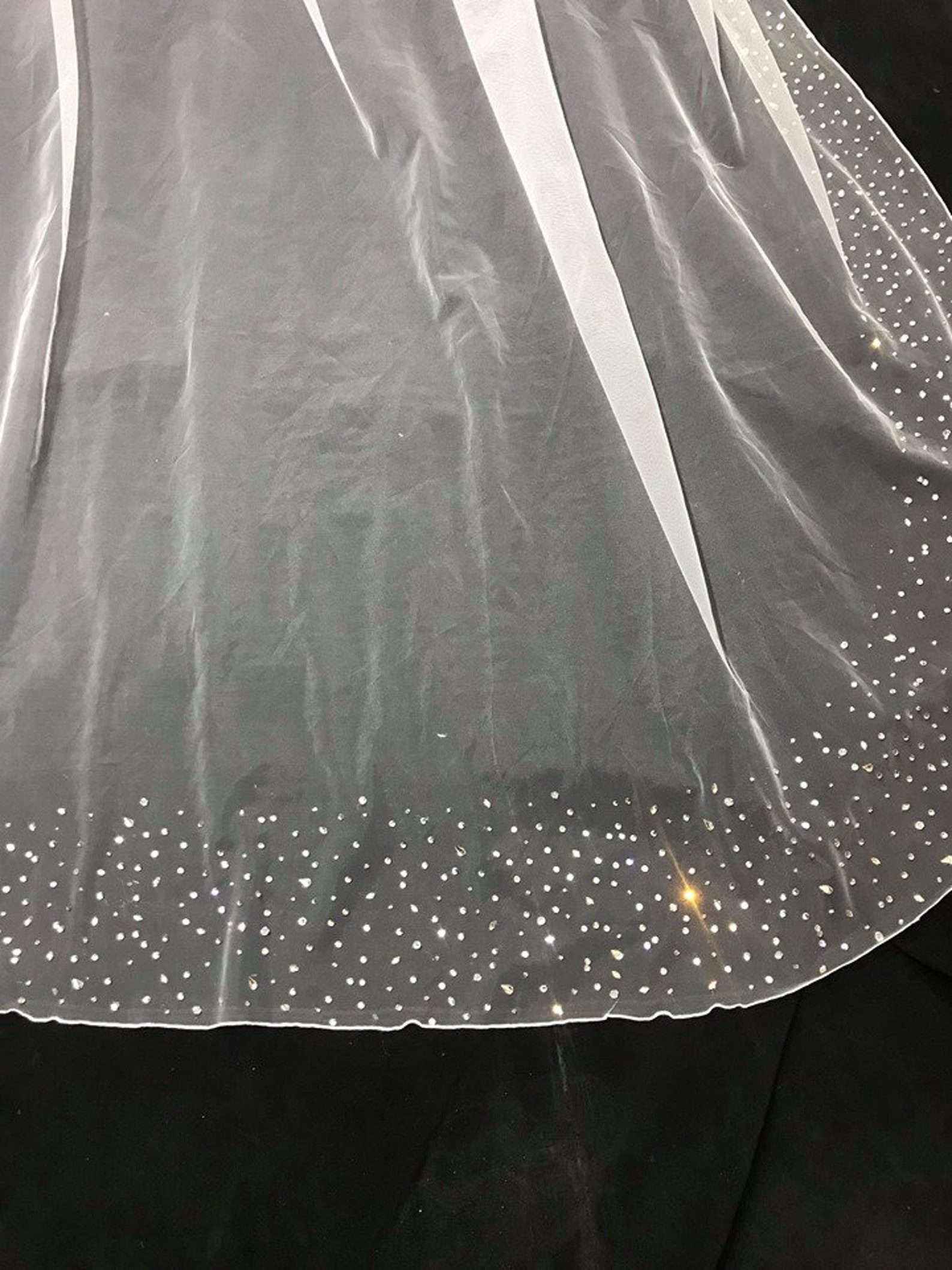 Rhinestones Cathedral Veil Crystal Edge Veil Cathedral - Etsy