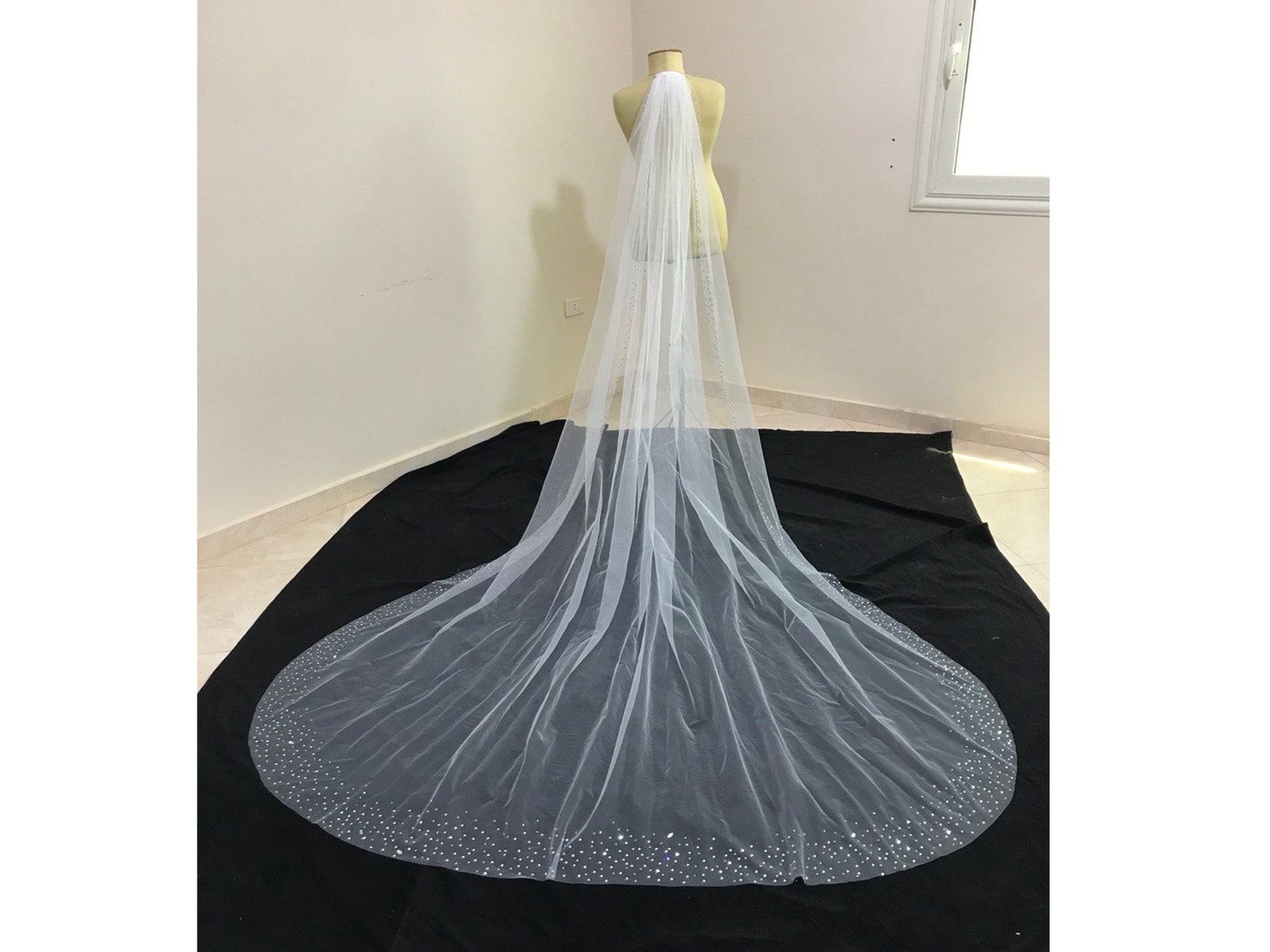 Rhinestones Cathedral Veil Crystal Edge Veil Cathedral - Etsy