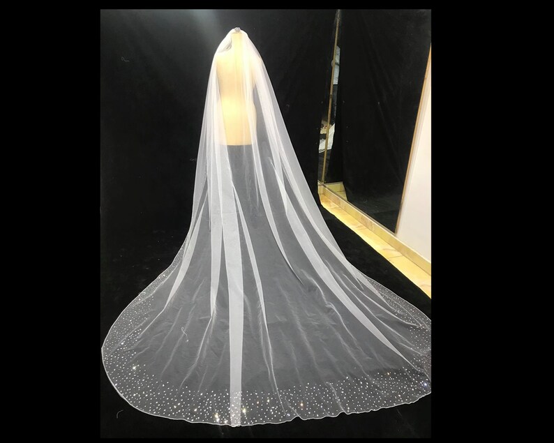 Rhinestones Cathedral Veil Crystal Edge Veil Cathedral - Etsy