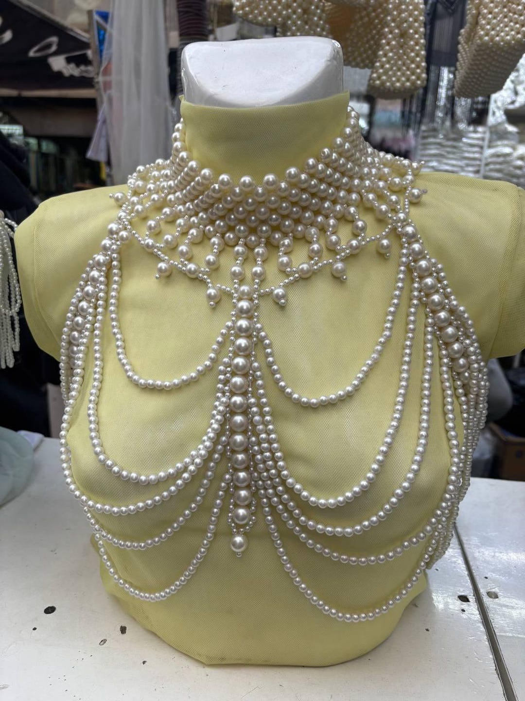 Handmade Pearl Body Chain, Bridal Body Top, Bikini Jewelry, Pearls Body ...
