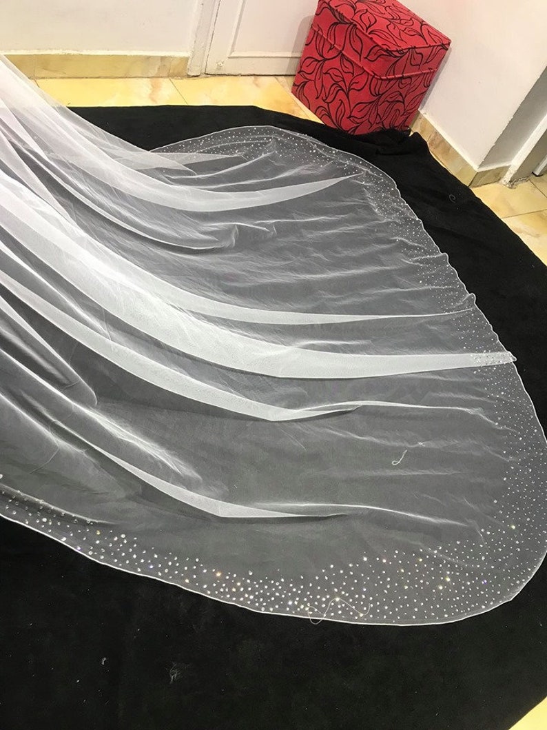 Rhinestones Cathedral Veil Crystal Edge Veil Cathedral - Etsy
