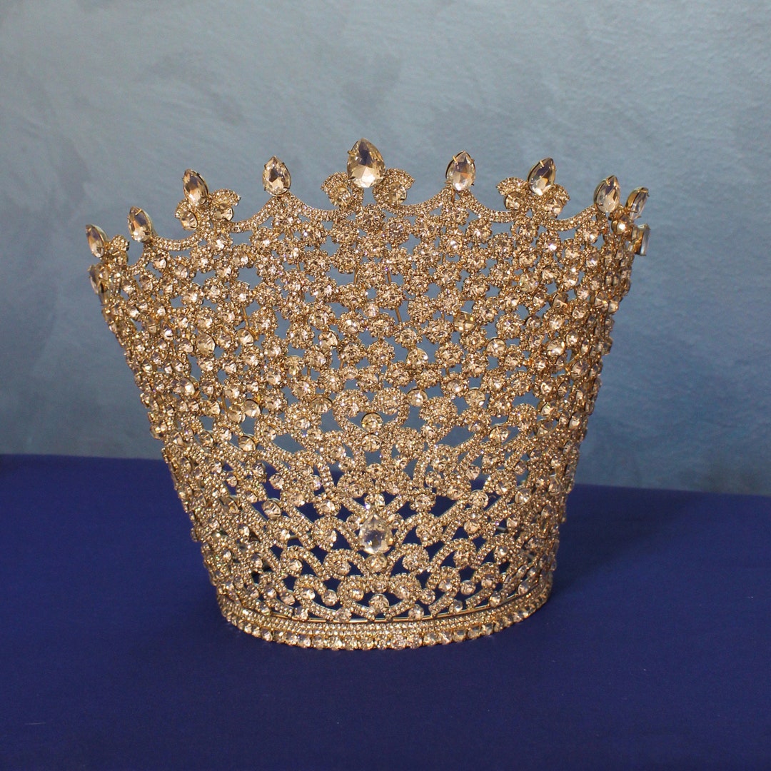 High Tall Gold Tiaras, Royal Hair Crowns for Bride, Bridal Tiaras Crown ...