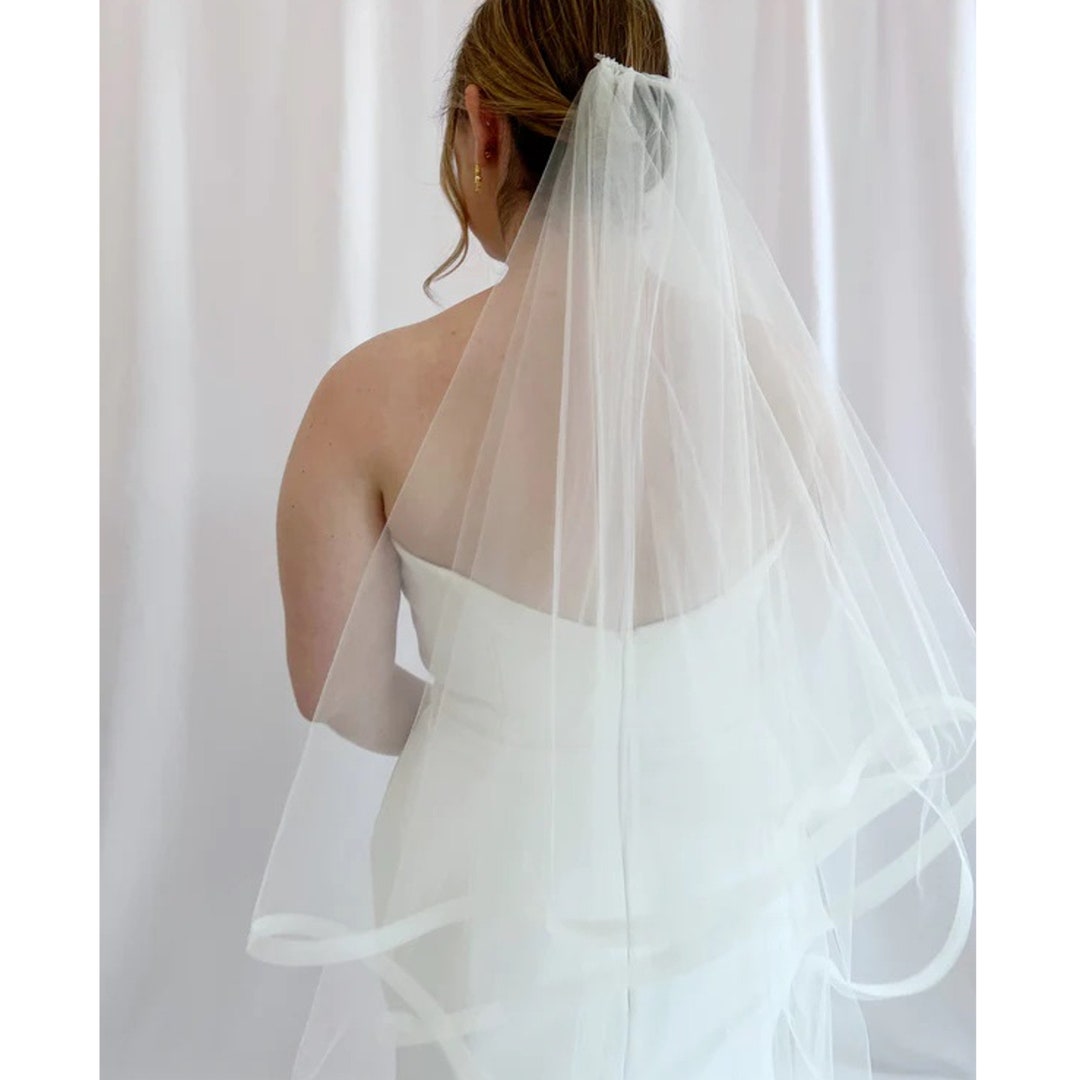 Horsehair 2 Layer Veil, Blusher Veil Horsehair Edge, Bridal Veil With ...