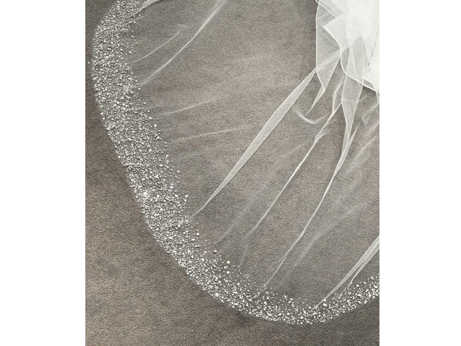 Rhinestones Cathedral Veil, Crystal Edge Veil, Cathedral Silver Beads ...