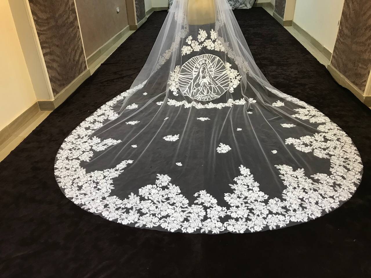 Bridal Veil Virgin Merry, Bespoke Embroidery Veil, Customized Veil ...