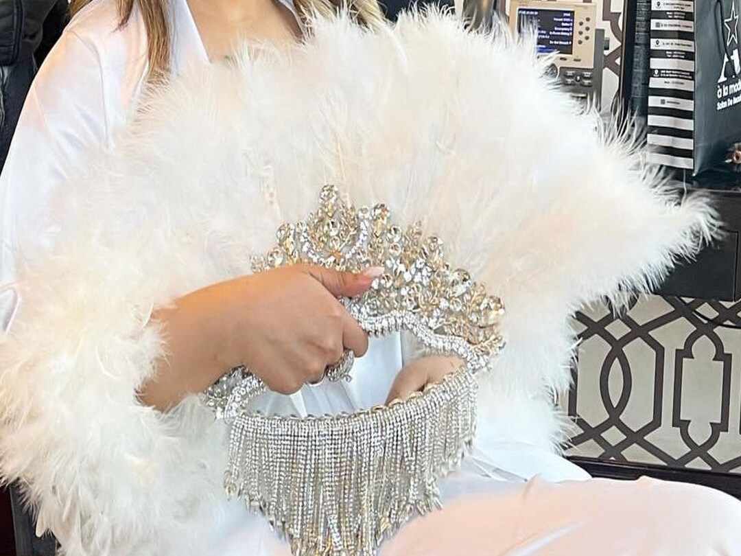 Wedding Feather Fans, Brides Silver Ostrich Fan, Wedding Hand Fan for ...