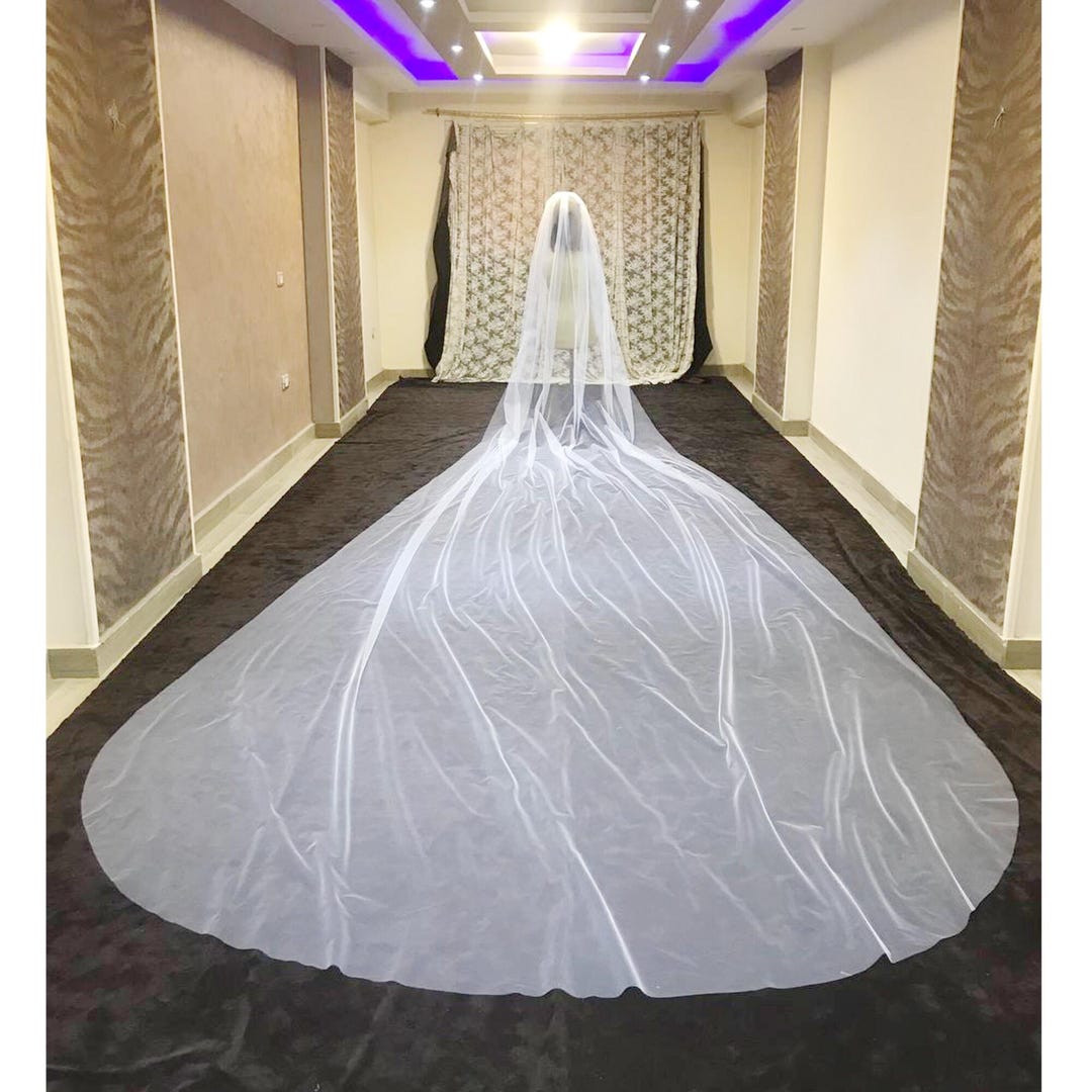 Bridal Veil Plain, White Veil 1 Layer Plain, Veil Plain Trim, Cathedral ...