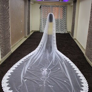Bespoke Veil, Embroidery Veil With Name, Wedding Veil With Lace ...