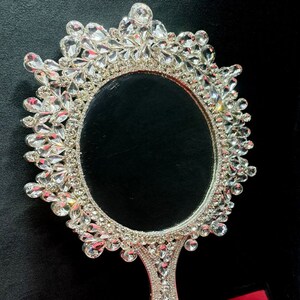 Hand-mirror Framed in Rhinestones, Vintage Hand Mirror, French Hand ...