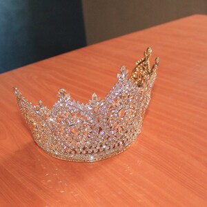 Golden Tiara Crown, Rose Gold Vintage Crown, Tiara With Crystals, Queen ...