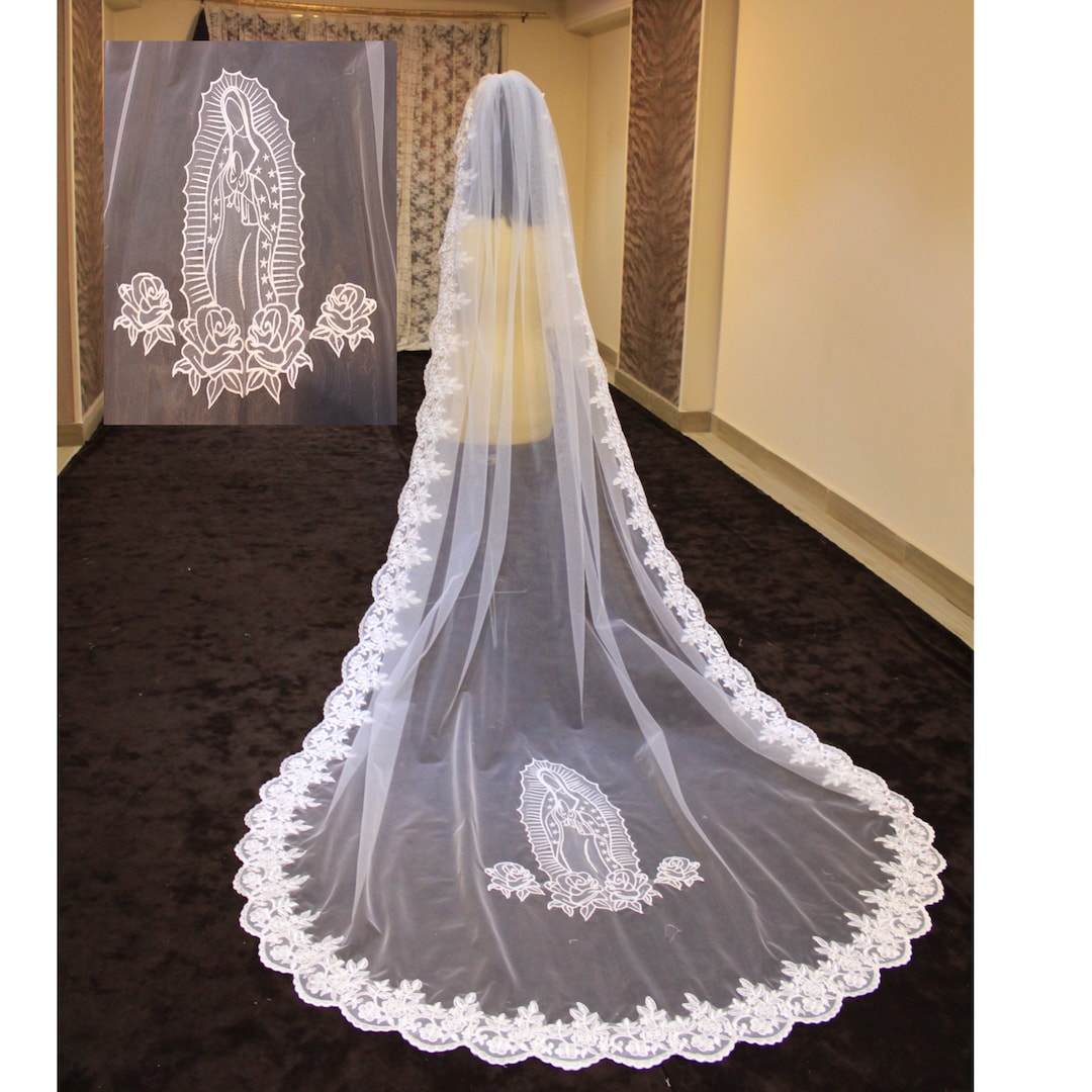 Virgin Guadalupe Bespoke Veil, Embroidery Veil With Name, Customized ...