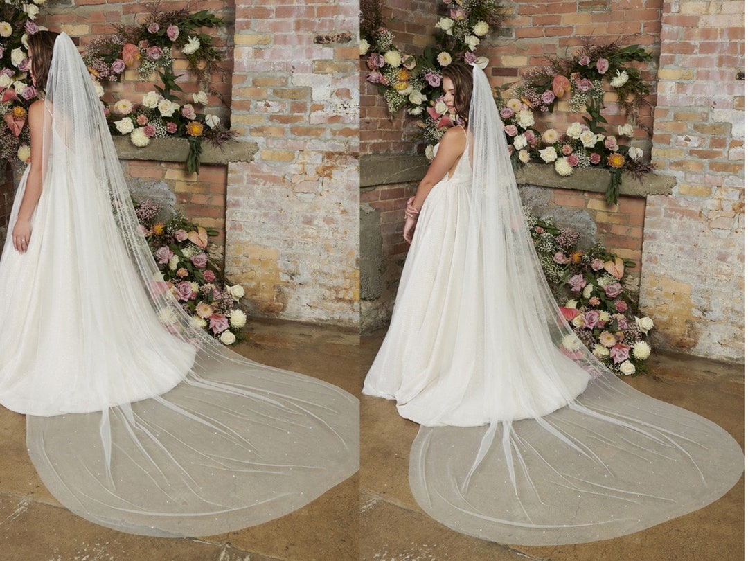 Rhinestones Veil, Crystals Veil for Bride, Cathedral Silver Beads Veil ...