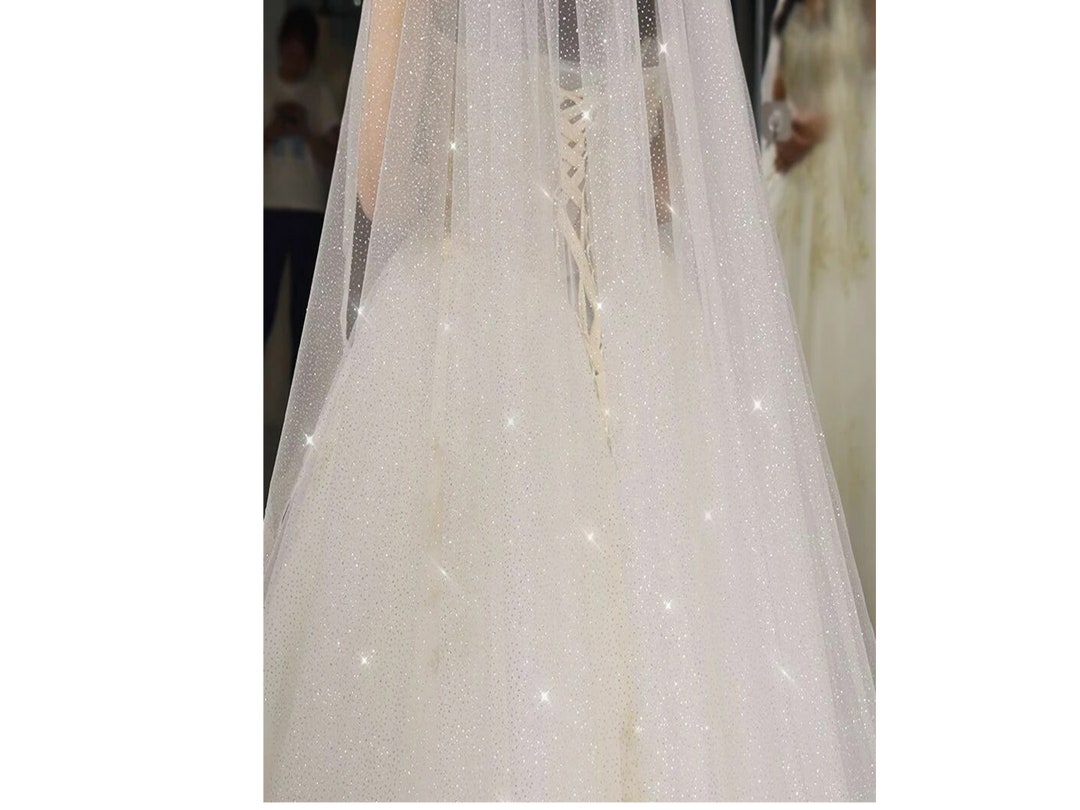 Sparking Ivory Veil, Glitter Ivory Veil With Rhinestones,scattered ...