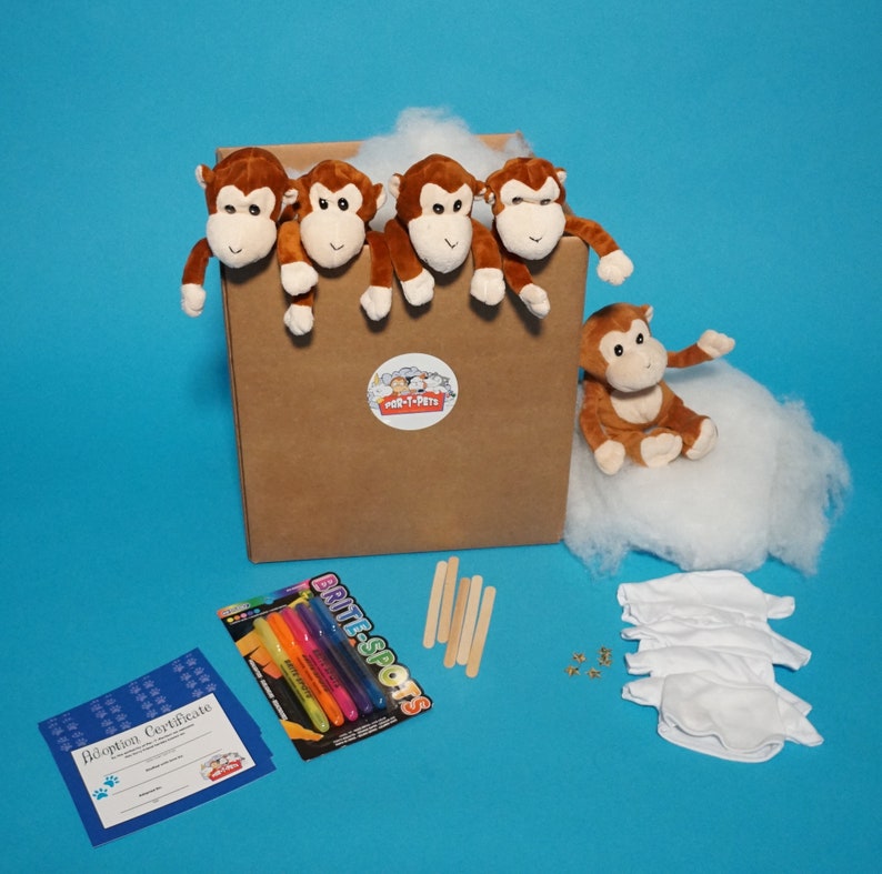 Monkey Plush Teddy Making Kit With T Shirt 5 Pack Deluxe - Etsy