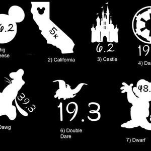 Disney Running Distance Run Decal - 35 Designs Available Inspired by ...