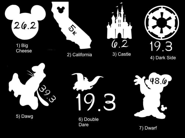 Disney Running Distance Run Decal - 35 Designs Available Inspired by ...