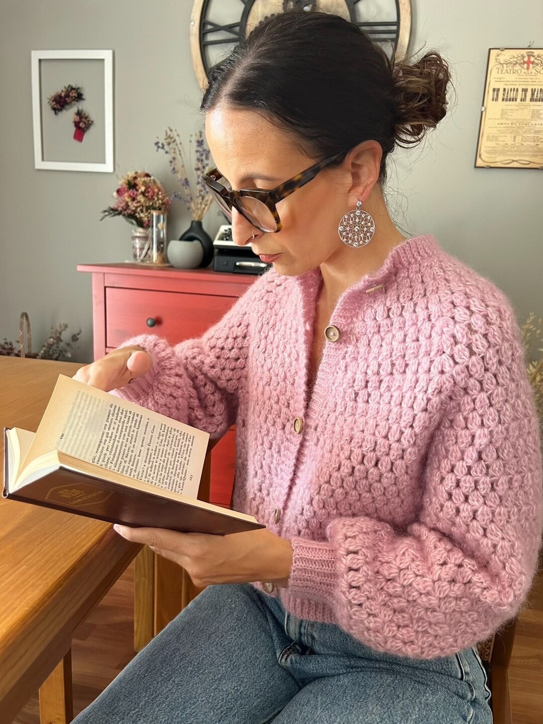 Handmade Alpaca Wool Crochet Cardigan - Soft Wedding Knit Sweater With ...