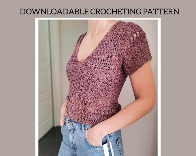 Beth Top CROCHET PATTERN XS to 3XL , English Crochet Downloadable ...