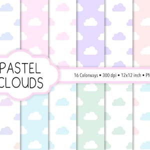 Pastel Clouds, Digital Papers, Seamless, Patterns, Textures ...