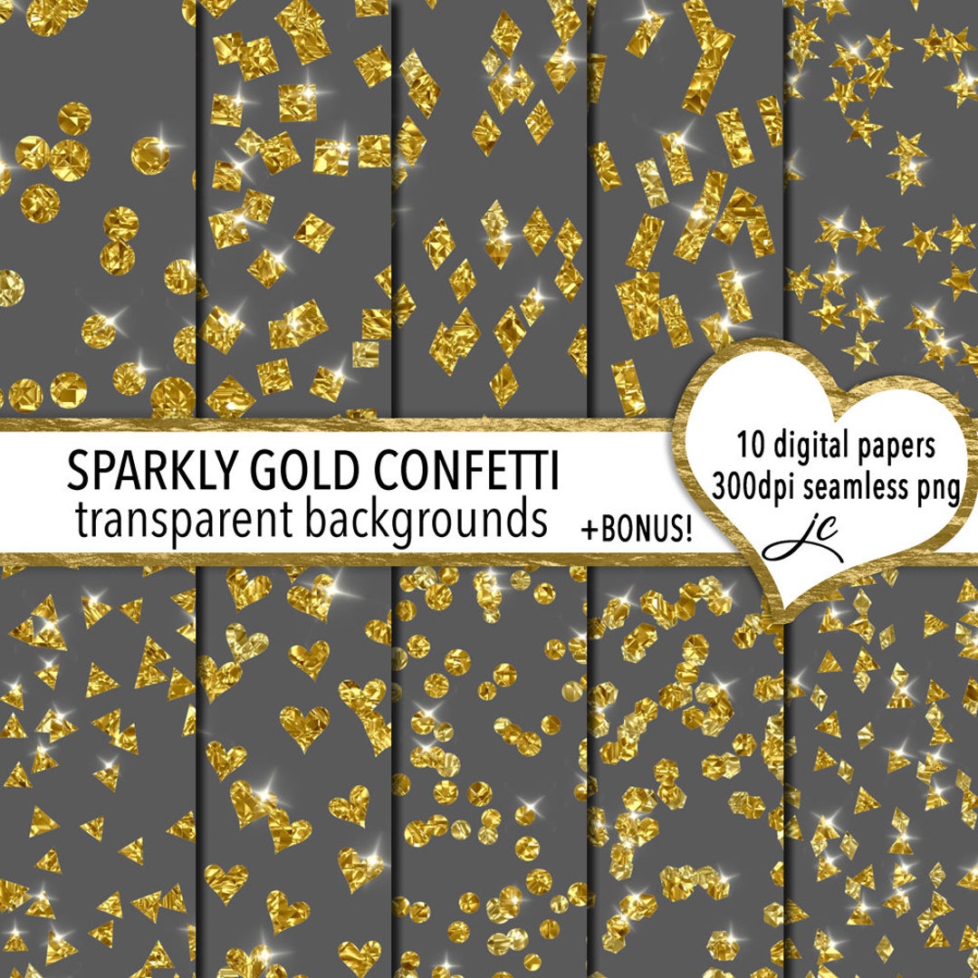 Sparkly Gold Confetti Transparent Backgrounds Digital Papers - Etsy