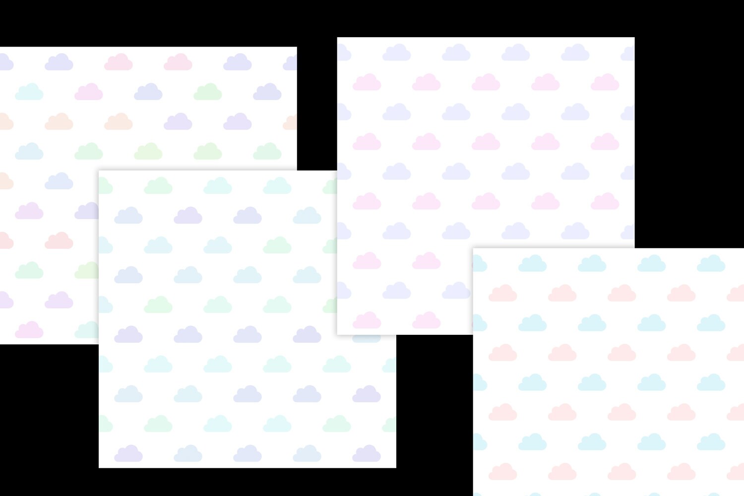Pastel Clouds Digital Papers Seamless Patterns Textures - Etsy