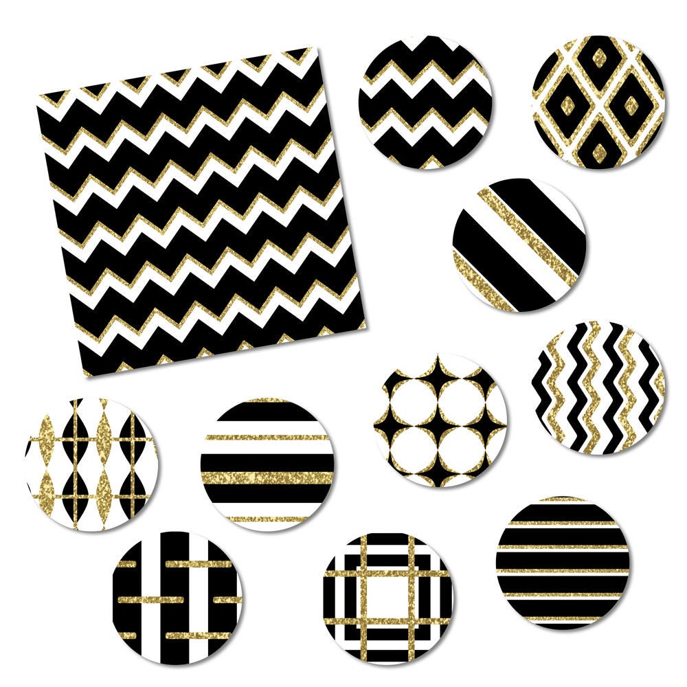 Black White & Gold Digital Papers Bonus Pattern Files - Etsy