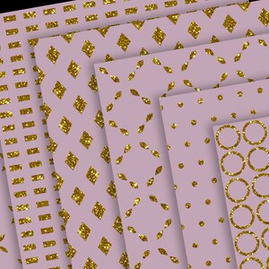 Blush Pink and Gold Glitter Patterns, Digital Papers, Seamless ...