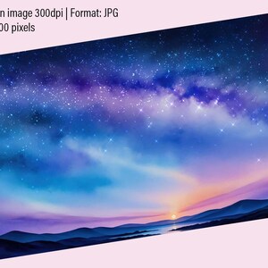 Starry Night Sky Watercolor Background, Digital Paper, Background ...