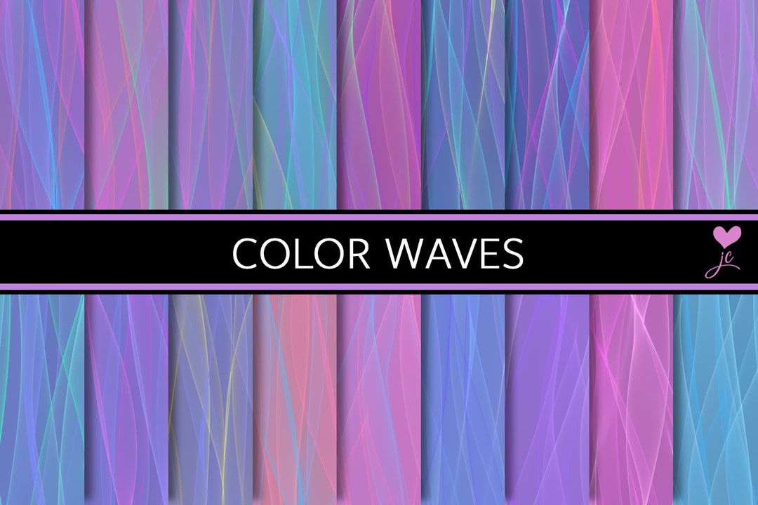 Color Waves Digital Papers, Seamless, Textures, Backgrounds ...