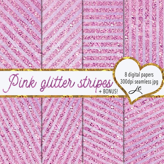 Pink Glitter Stripes Digital Papers BONUS Pattern Files | Etsy