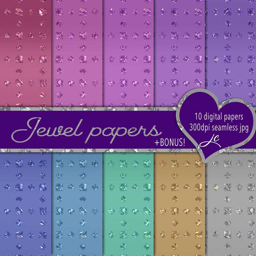 Jewel Tone Digital Papers: Seamless Textures, Scrapbooking Backgrounds ...