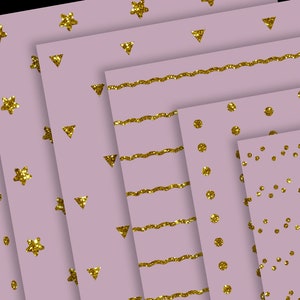 Blush Pink and Gold Glitter Patterns, Digital Papers, Seamless ...