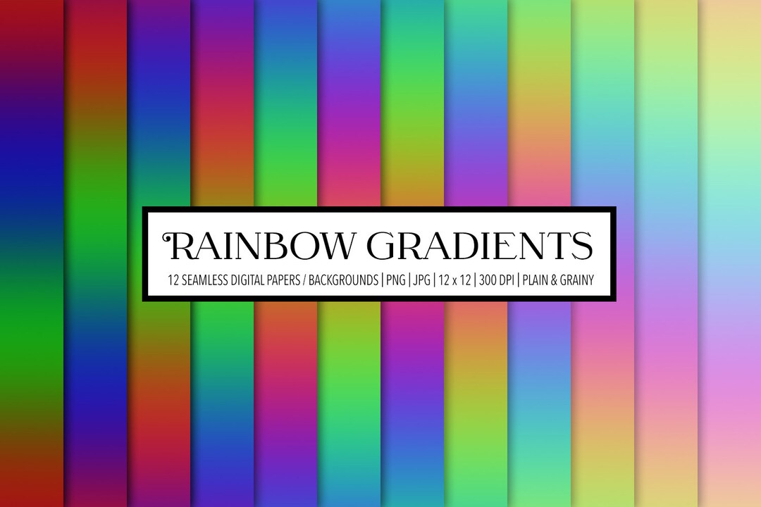 Rainbow Gradient Digital Paper: Seamless Texture Backgrounds (JPG, PNG ...