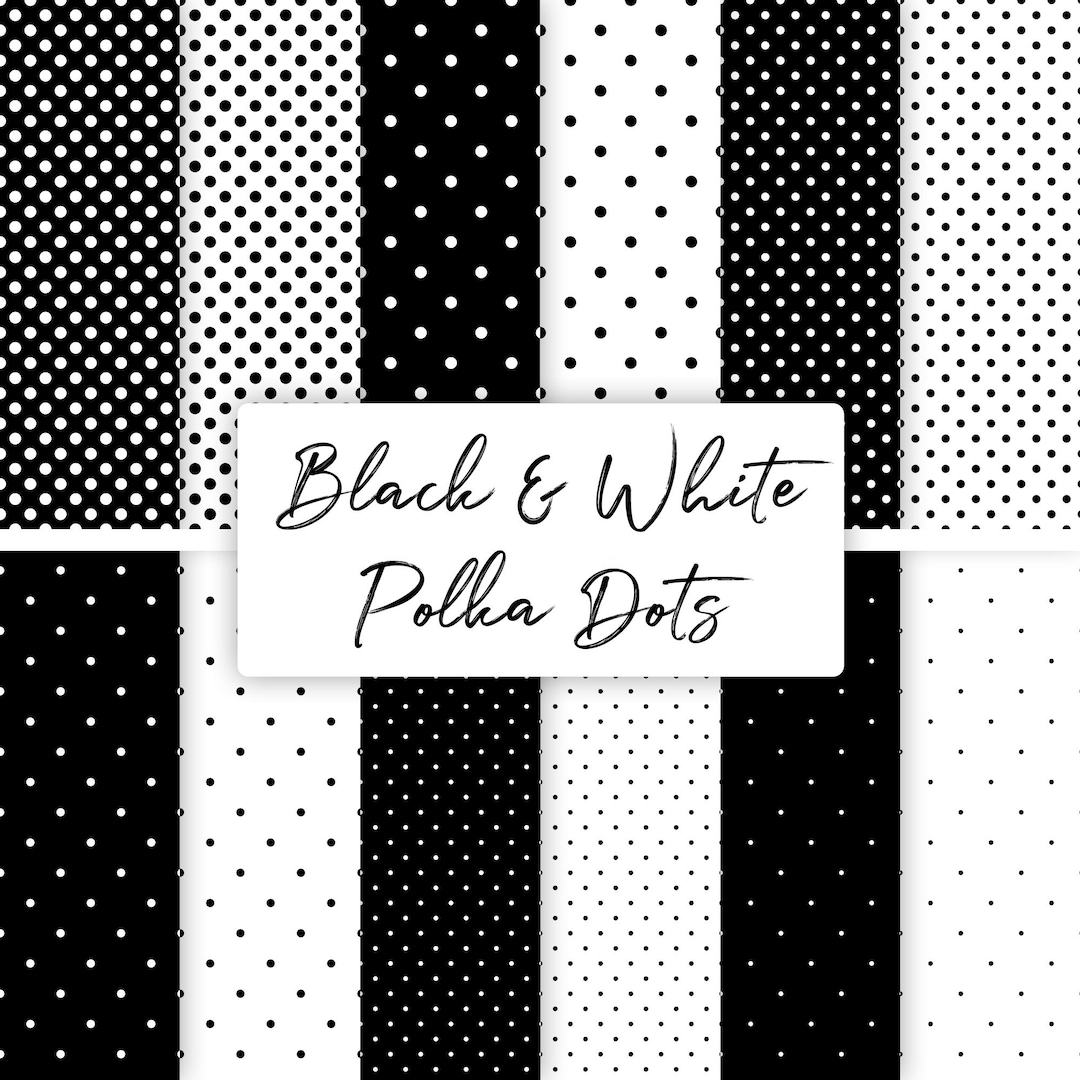 Black and White Polka Dot Digital Papers: Seamless Patterns (PNG, JPG ...