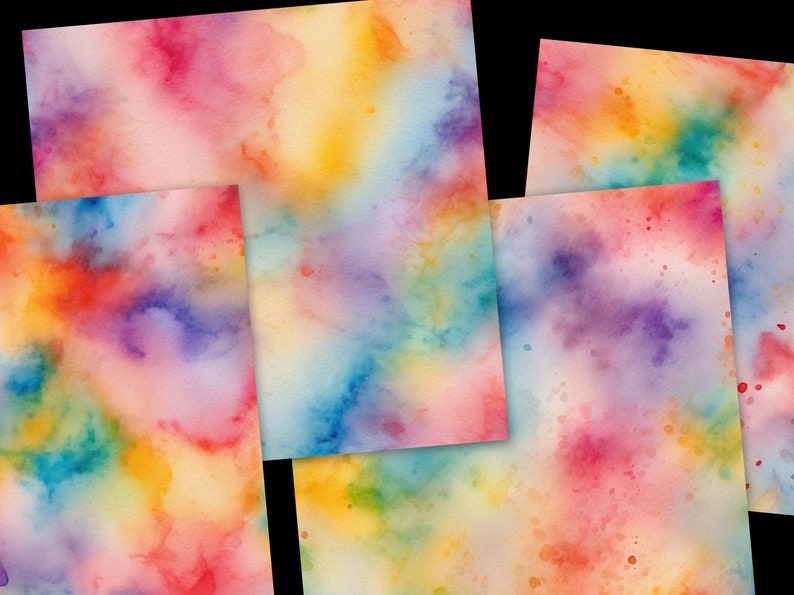 Rainbow Watercolor Backgrounds, Digital Papers, Textures, Scrapbooking ...