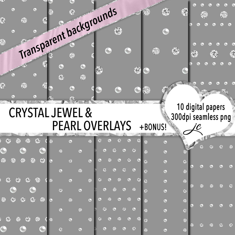 Crystal Jewel and Pearl Overlays Digital Papers + BONUS Photoshop ...