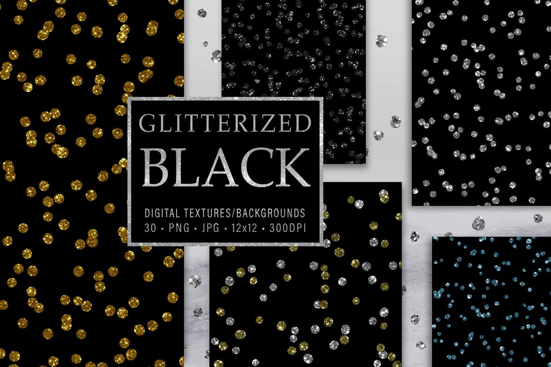 Glitterized Black, Digital Papers, Seamless, Textures, Backgrounds ...