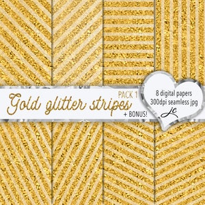 Gold Glitter Stripes Digital Papers Pack 1 + BONUS Pattern Files ...