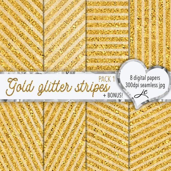 Gold Glitter Stripes Digital Papers Pack 1 BONUS Pattern - Etsy Australia