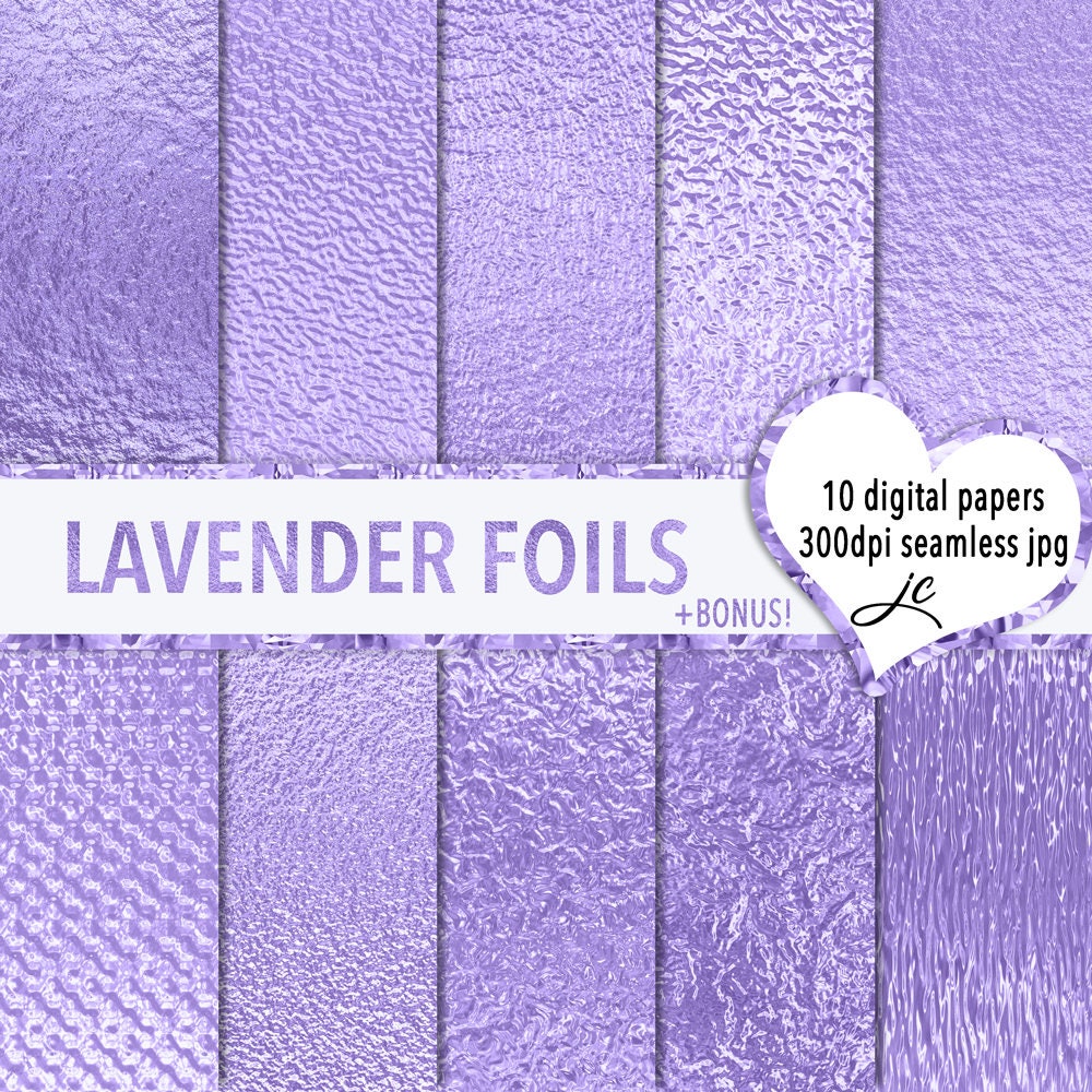 Lavender Foils Digital Papers + BONUS Pattern Files, Seamless, Textures ...